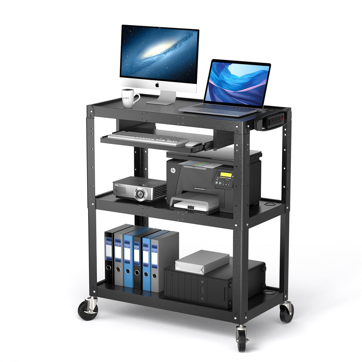 AV-JL - Extra Large Steel Frame AV Cart with Keyboard Tray — Pochar LLC